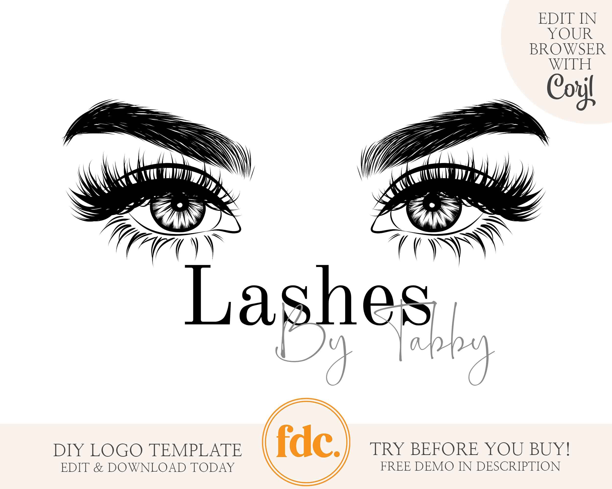 Lash Logo Design Eyelash Logo Design Logo Template Beauty Etsy