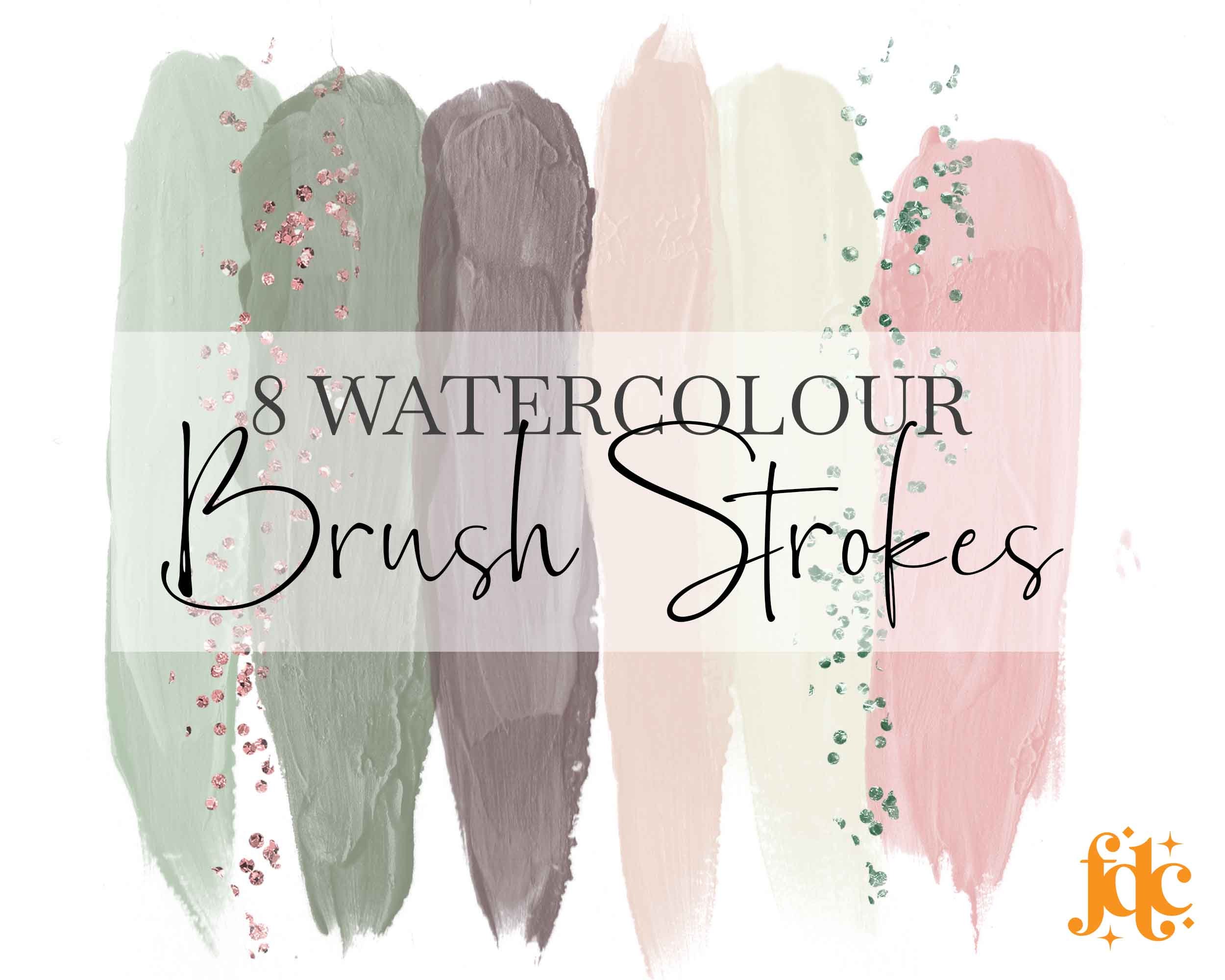 Digital Watercolor Brush Strokes Digital Clip Art // Commercial Use Art ...