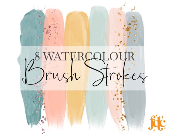 Digital Watercolor Brush Strokes Digital Clip Art // Commercial Use Art ...