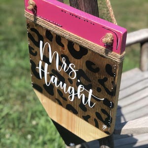 Leopard/cheetah Teacher Sign, Personalized Pencil, Classroom Sign ...