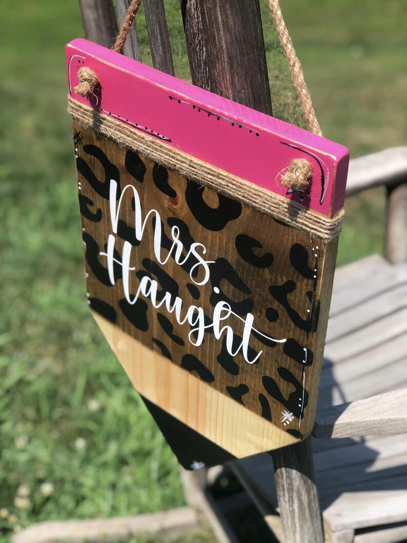 Leopard/cheetah Teacher Sign, Personalized Pencil, Classroom Sign ...