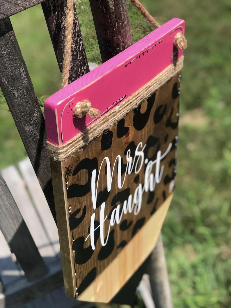 Leopard/cheetah Teacher Sign, Personalized Pencil, Classroom Sign ...