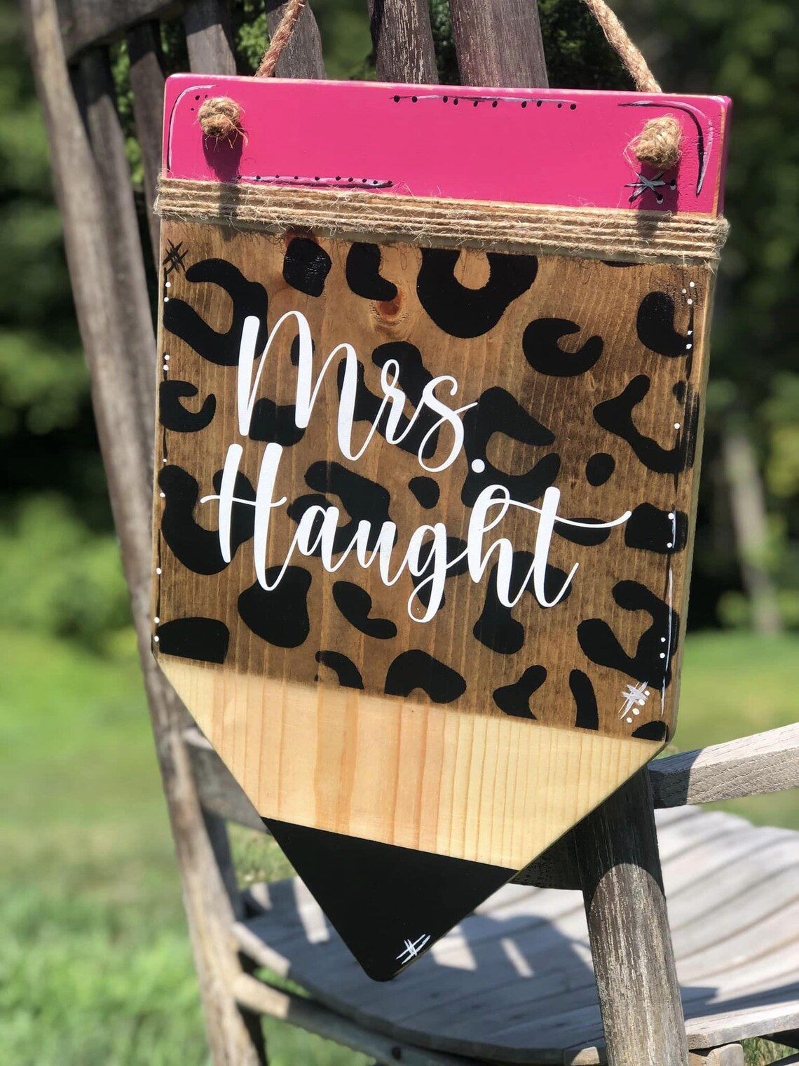 Leopard/cheetah Teacher Sign, Personalized Pencil, Classroom Sign ...