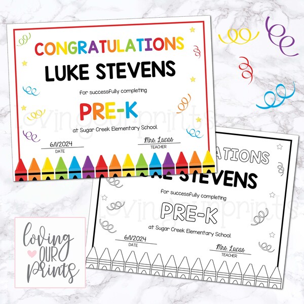 Pre K Graduation Certificate - Etsy