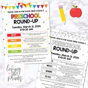 Editable Preschool Round up Flyer, Preschool Enrollment, Preschool ...