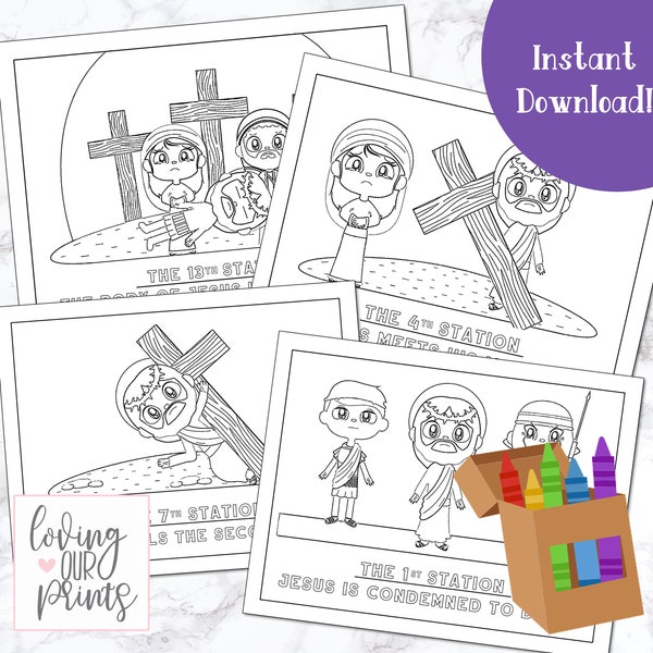 Stations of the Cross Coloring Pages - Etsy