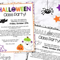 Editable Halloween Classroom Party Invitation – Elementary School Flyer ...