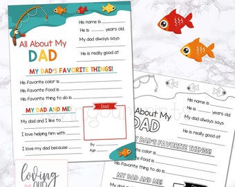 All About My Dad Questionnaire Printable, Father's Day Printable ...