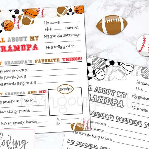 Fathers Day PRINTABLE Questionnaire / Grandpa Fathers Day Gift - Etsy