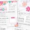 All About My Mom Printable, Customized, Mothers Day Gift, Gift for Mom ...