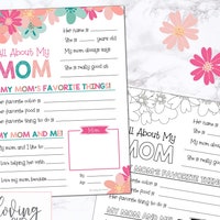 All About My Mom Printable, Customized, Mothers Day Gift, Gift for Mom ...