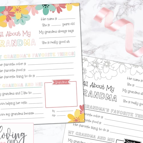All About My Nana Printable Mothers Day Gift for Grandma - Etsy