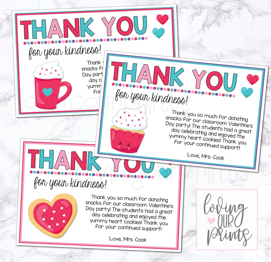 Editable Valentines Day Thank You Card, Valentine Thank You for ...