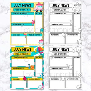 Editable July Newsletter, July Newsletter for Preschool, July ...