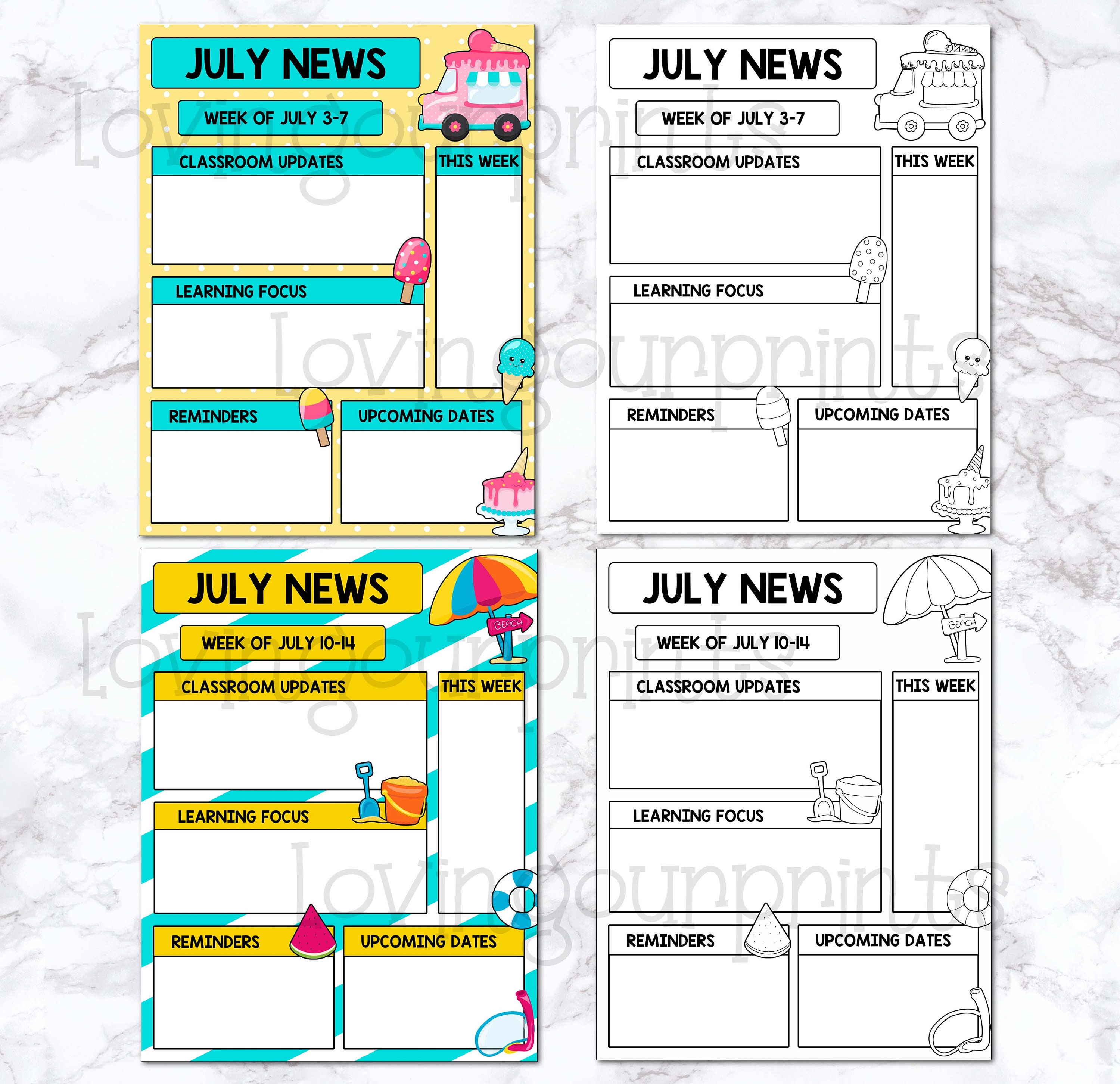 Editable July Newsletter, July Newsletter for Preschool, July ...
