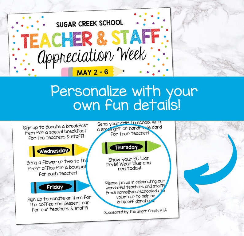 Editable Teacher Appreciation Week Editable Teacher | Etsy