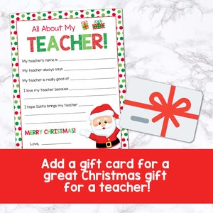 All About My Teacher Christmas, Teacher Christmas Gifts, Christmas ...