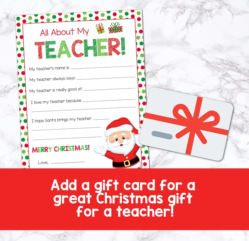 Teacher Gifts Christmas Teacher Questionnaire for Gifts - Etsy