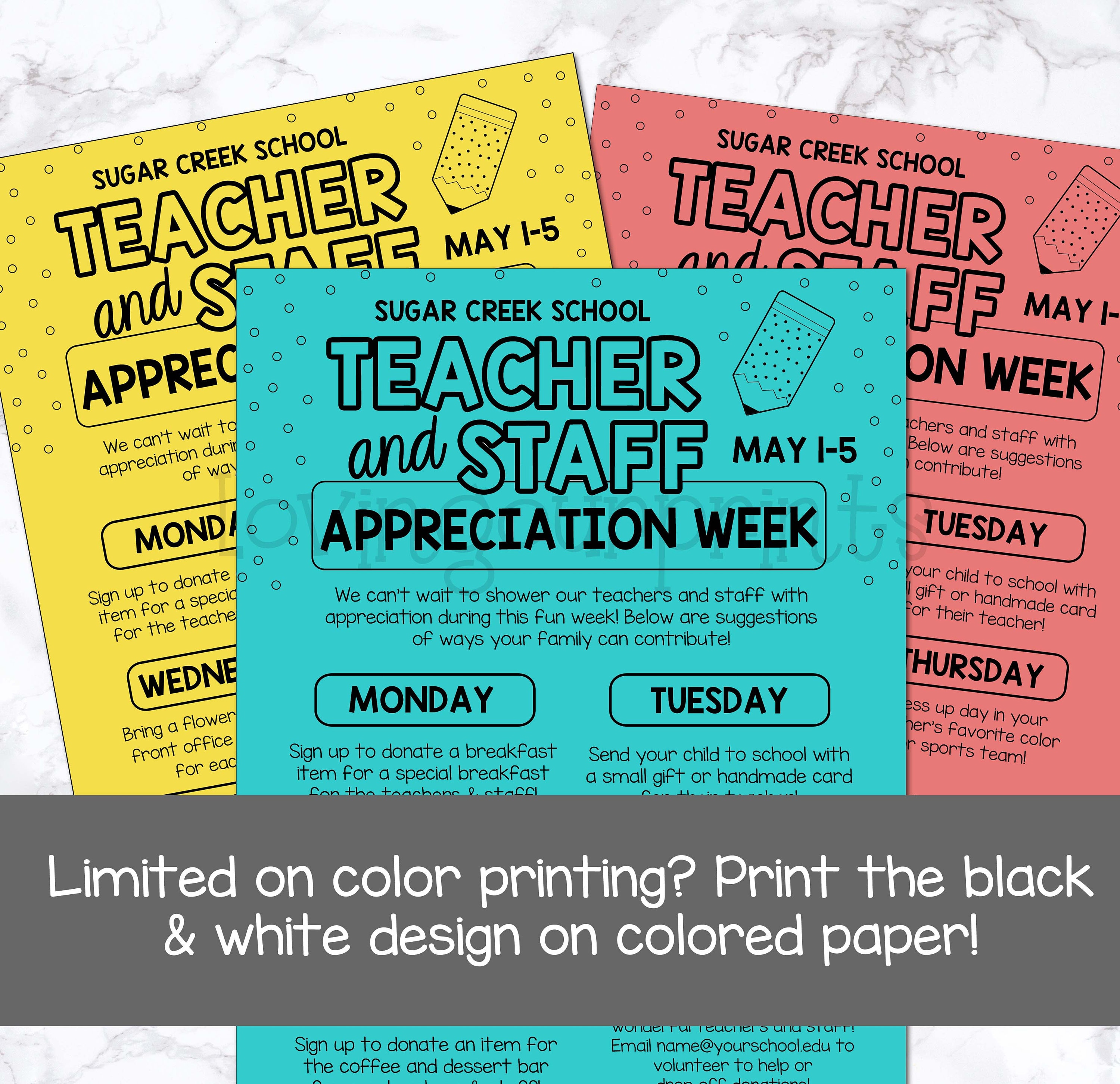 Teacher Appreciation Week Schedule, Editable Teacher Appreciation Flyer ...