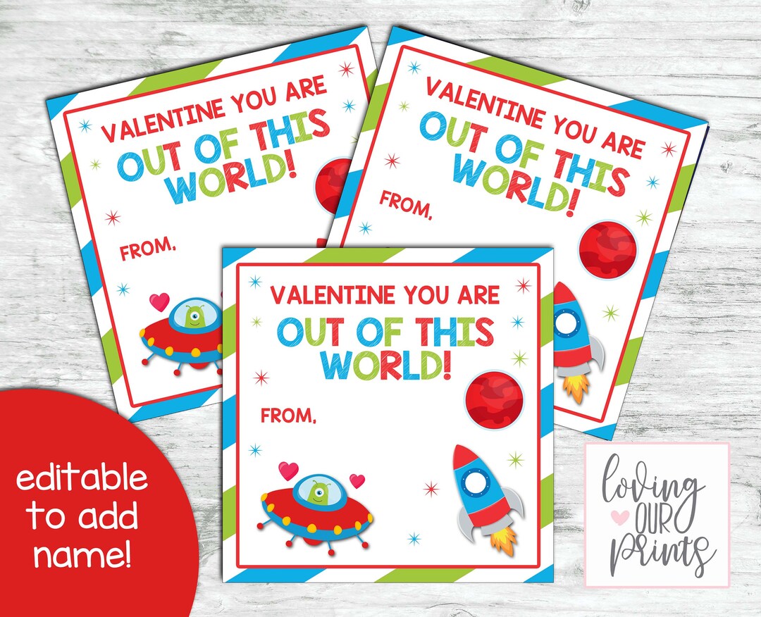 Editable Valentine Card, Space Valentine Card, Space Valentine, Space ...