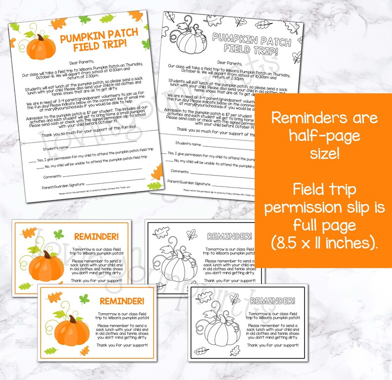Pumpkin Patch Field Trip, Editable Pumpkin Patch Field Trip Form ...