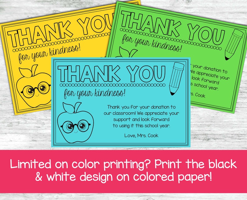 Thank You Note From Teacher Editable Thank You Back to - Etsy