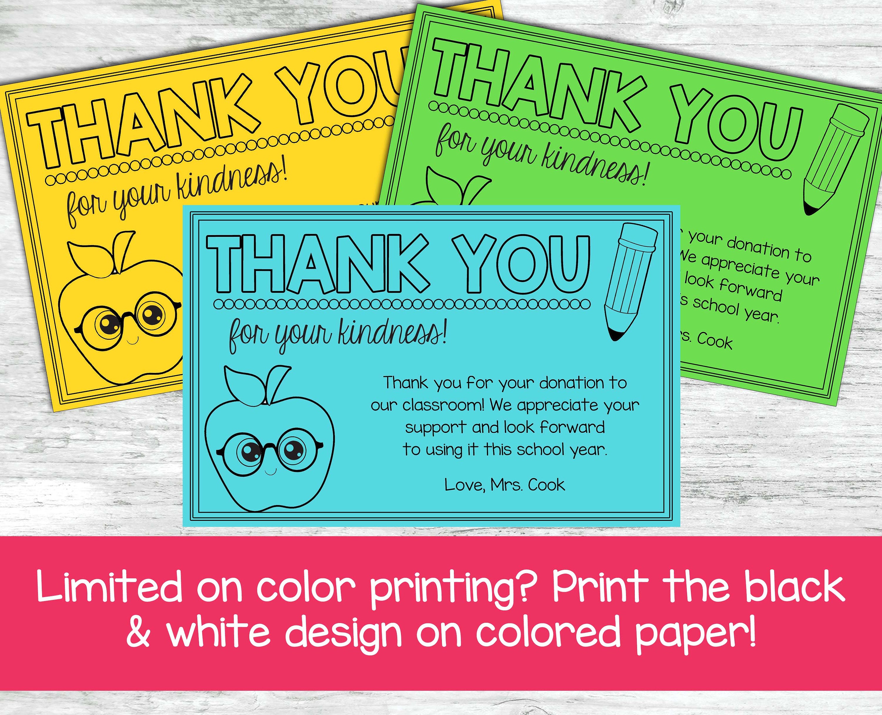 Thank You Note From Teacher, Editable Thank You, Back to School Thank ...