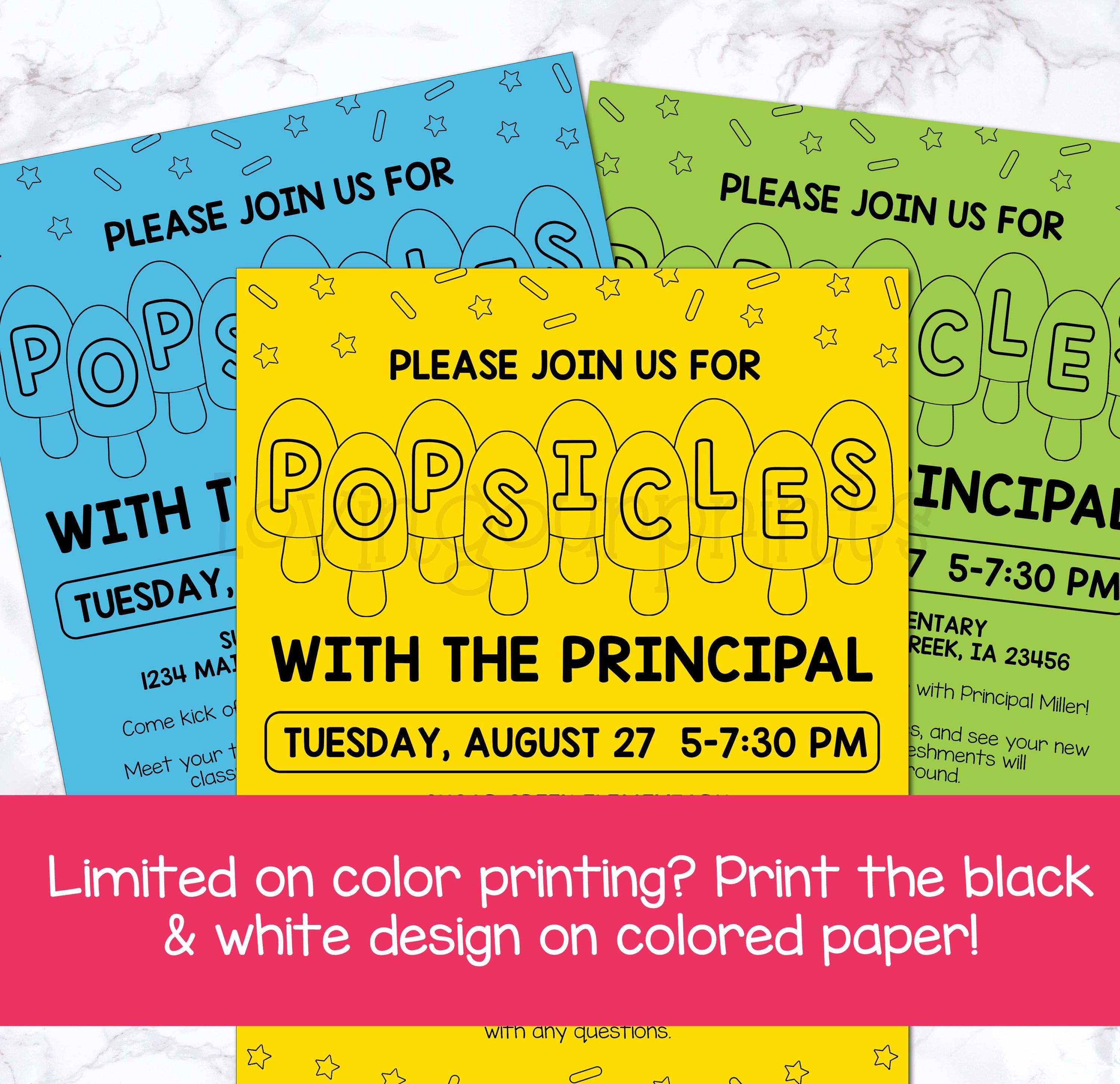 Popsicles With the Principal, Editable Popsicles With the Principal ...