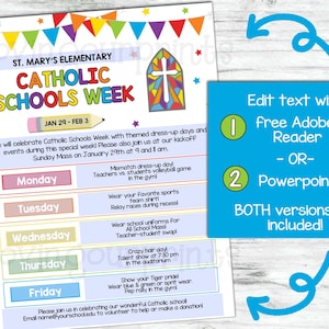 Catholic Schools Week Template, Editable Event Flyer Template, Catholic ...
