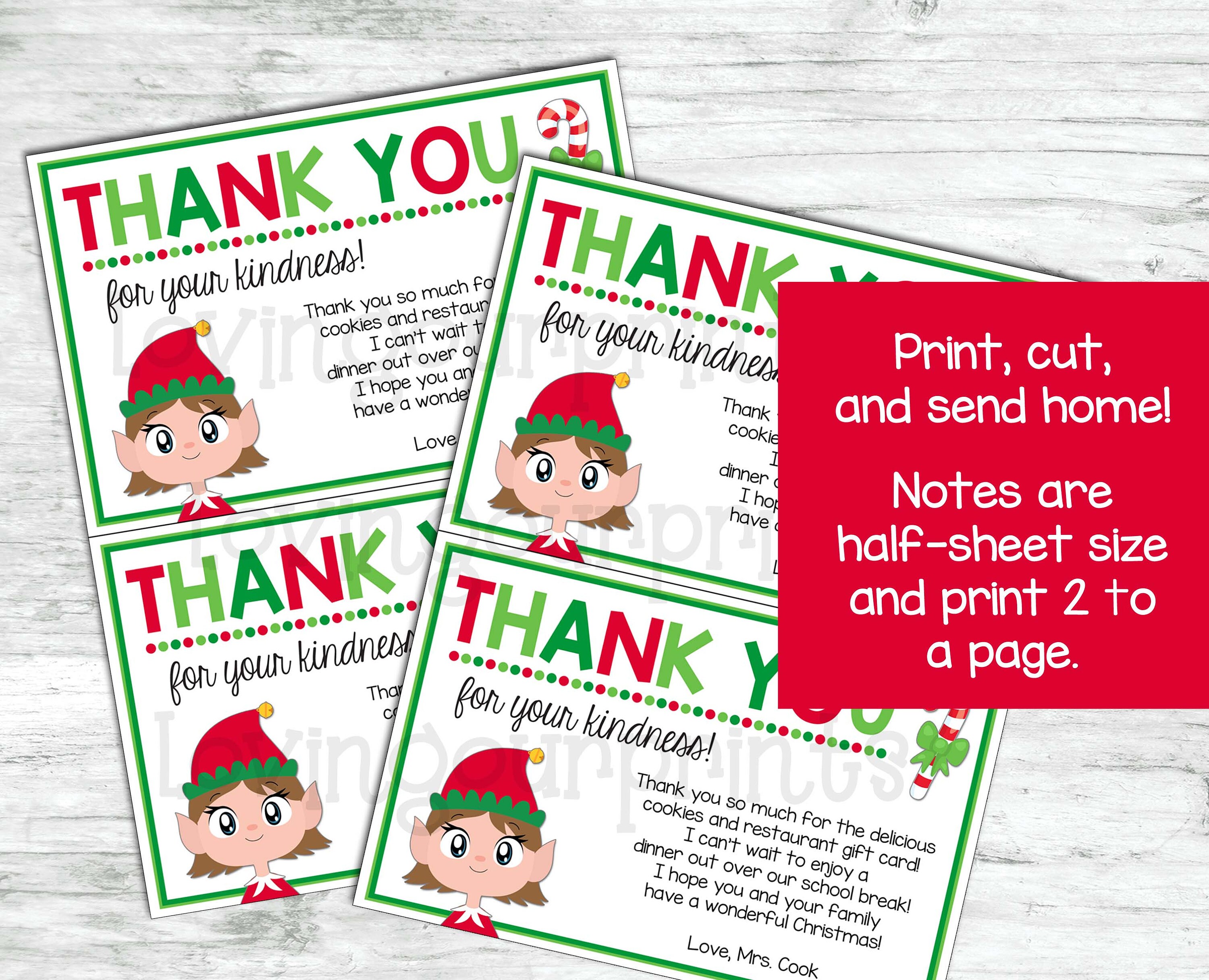 Christmas Thank You Notes, Christmas Thank You Note From Teacher ...