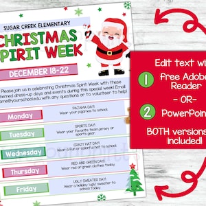 Christmas Spirit Week Template, Christmas Spirit Week Flyer, Christmas ...