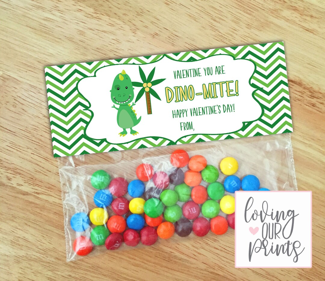 Dinosaur Valentine Treat Bag Topper Classroom Valentine - Etsy