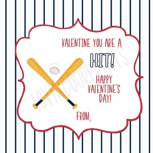 Baseball Valentine Card, Printable Valentine, Classroom Valentine ...