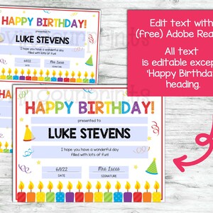 Editable Birthday Certificate, Birthday Certificate Classroom, Student ...