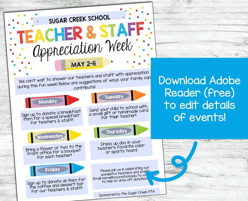 Editable Teacher Appreciation Week Editable Teacher | Etsy