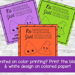 No Tricks Just Treats Printable, Halloween Treat Bags, Editable ...