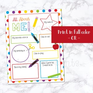Back to School Interview, First Day of School Printable, All About Me ...