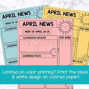 Editable April Newsletter Template, Preschool News Letter, Preschool ...