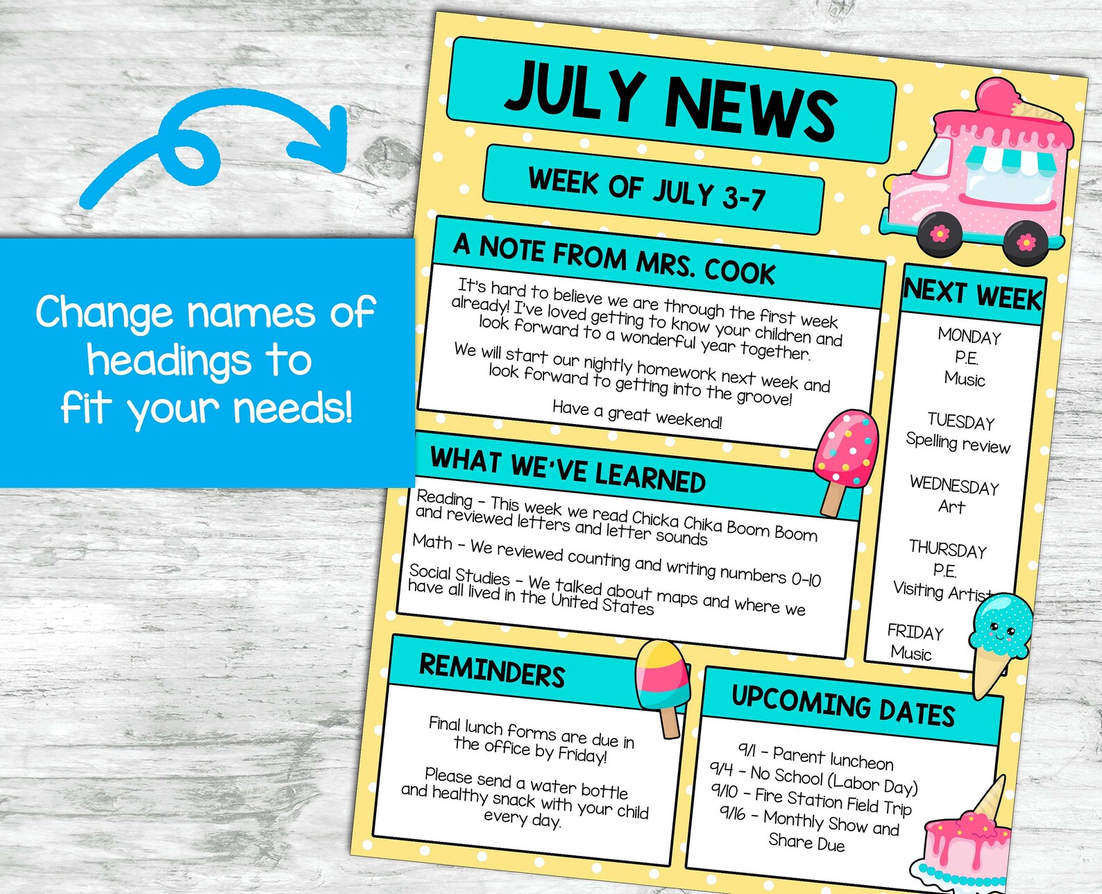 Editable July Newsletter, July Newsletter for Preschool, July ...