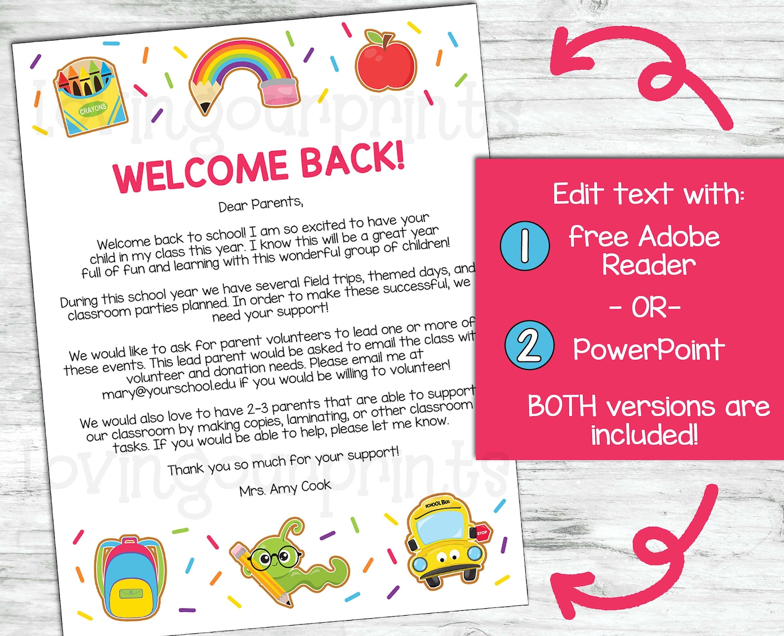 Back to School Parent Letter, Editable Back to School Letter to Parents ...