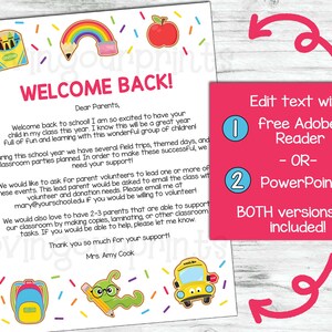 Back to School Parent Letter, Editable Back to School Letter to Parents ...