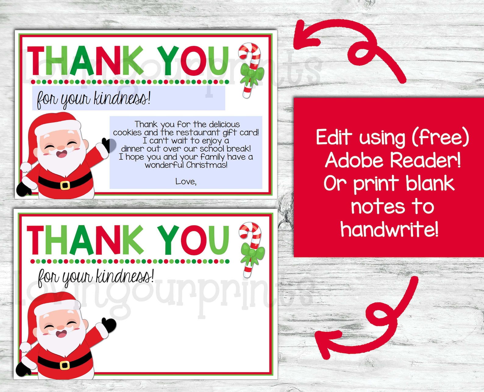 Christmas Thank You Notes Christmas Thank You Note From - Etsy