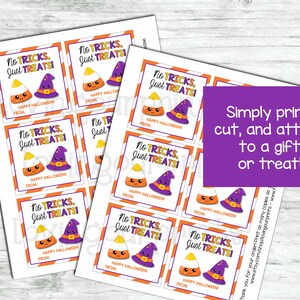 No Tricks Just Treats Printable, Halloween Treat Bags, Editable ...