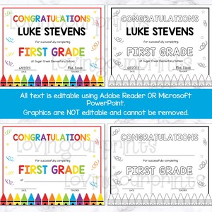 Editable First Grade Certificates, First Grade Graduation, First Grade ...