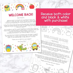 Back to School Parent Letter, Editable Back to School Letter to Parents ...