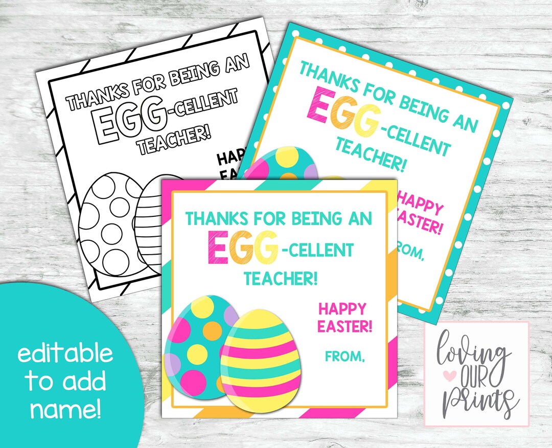 Eggcellent Teacher, Editable Eggcellent Teacher Tag, Egg-cellent ...