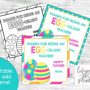 Eggcellent Teacher, Editable Eggcellent Teacher Tag, Egg-cellent ...