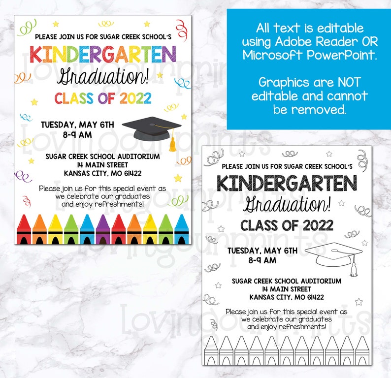 Kindergarten Graduation, Editable Kindergarten Graduation Invitation ...
