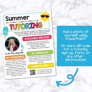 Summer Tutoring Flyer, Summer Tutoring Info, Editable Tutoring Flyer ...