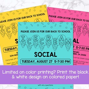 Back to School Ice Cream Social Flyer, Ice Cream Social, Editable Ice ...